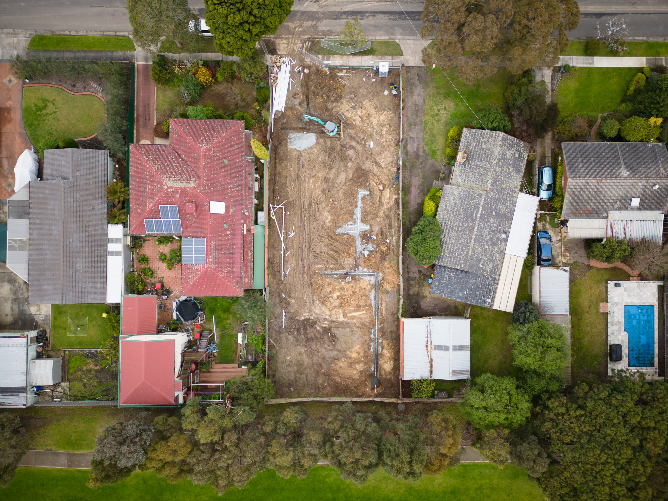 Aerial photo of vacant residential land under development in Australia ...